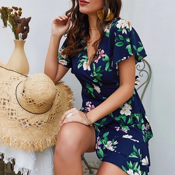 Cherry & Grace | Dresses | Sale Navy Blue Wrap Dress | Poshmark